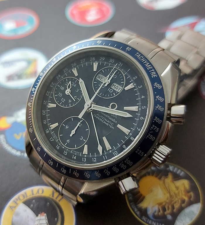 BLUE Omega Speedmaster Day-Date Chronograph Ref. 3222.80