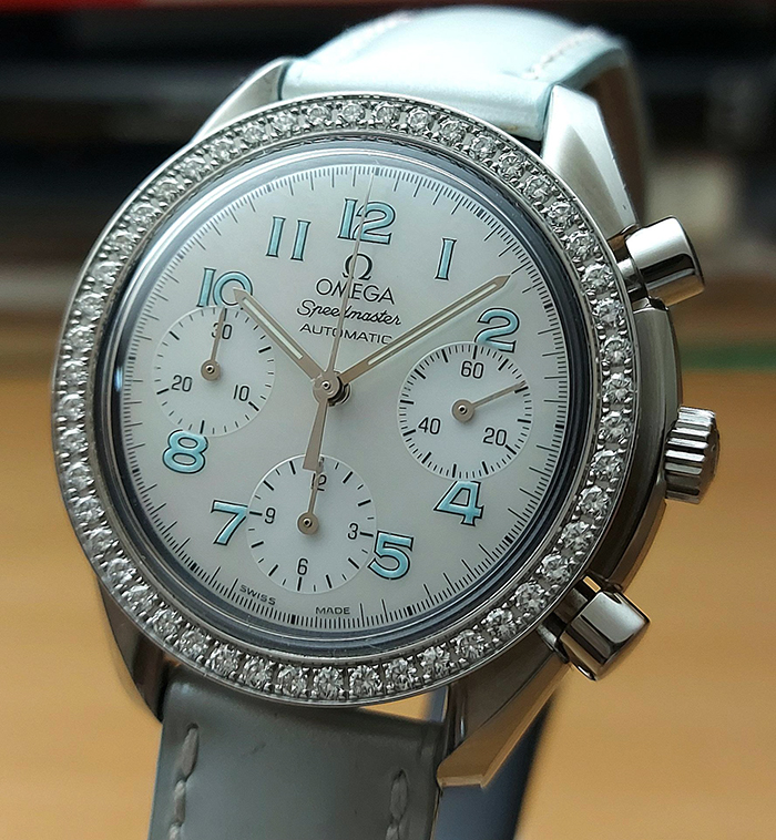 Ladies Omega Speedmaster Mother of Pearl Dial & Diamond Bezel Ref. 3815 ...