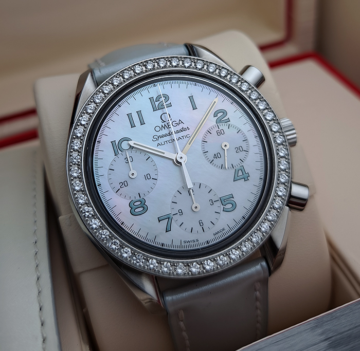 Ladies Omega Speedmaster Mother of Pearl Dial & Diamond Bezel Ref. 3815 ...